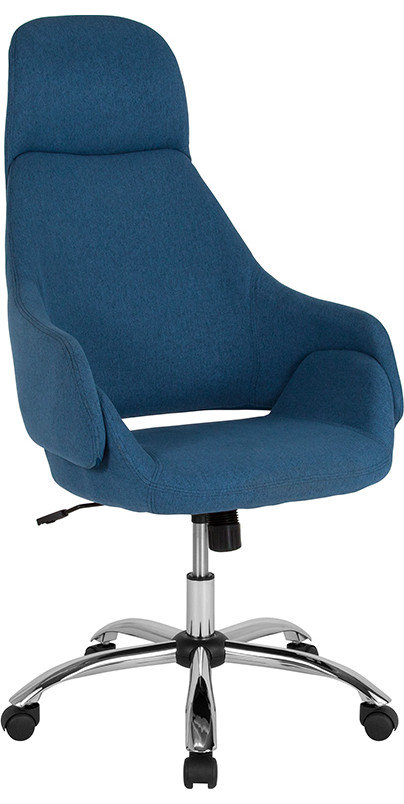 Marbella Home And Office Upholstered High Back Chair In Blue Fabric, 27 ...