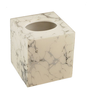 Cream Carrara Lacquer Bathroom Accessories, Tissue Box - Contemporary ...