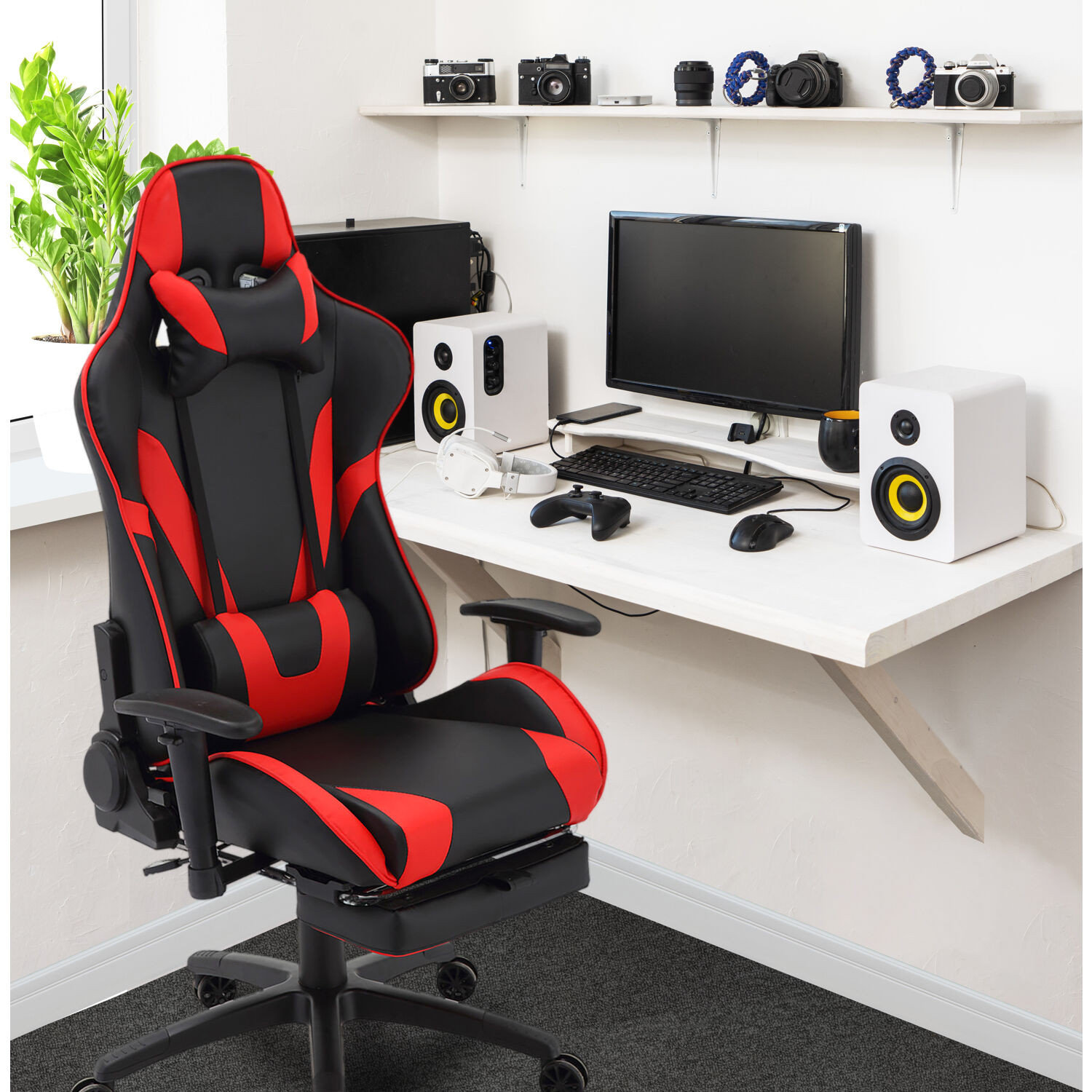 Commando Ergonomic Gaming Chair, Adjustable, Lumbar/Neck Support, Black ...