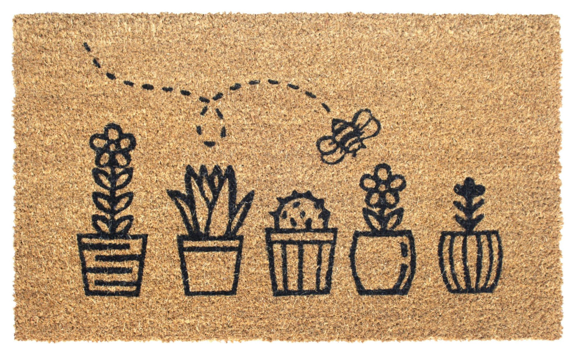 Black Machine Tufted Topiary Doormat, 18" x 30", 18" x 30 ...