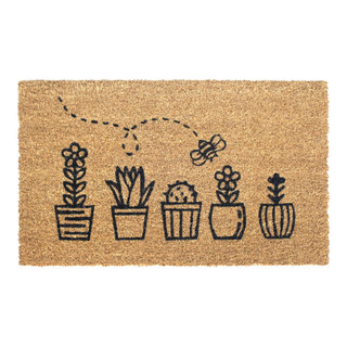 Black Machine Tufted Topiary Doormat, 18" x 30", 18" x 30 ...