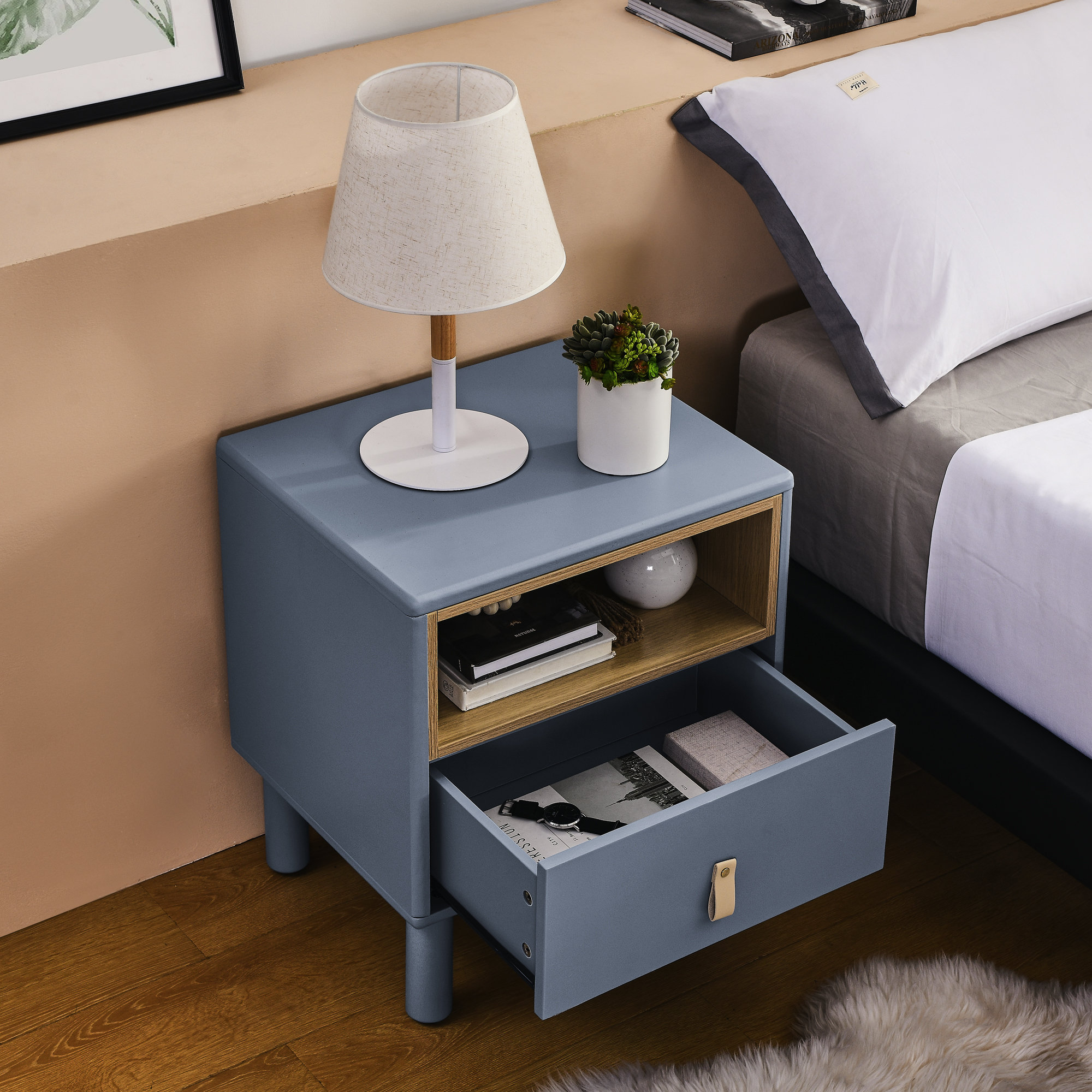 TATEUS Single drawer bedside table, modern style bedside table ...