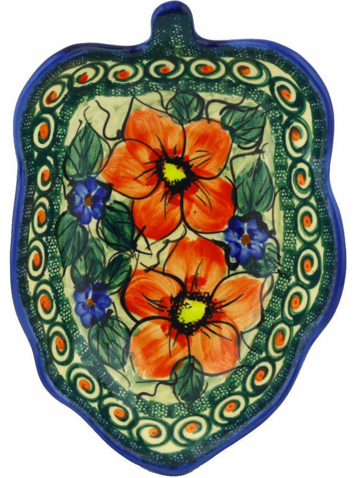Polmedia Polish Pottery 8" Stoneware Leaf Shaped Bowl - Traditional ...