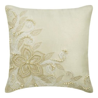 Ivory Throw Pillow Cover, Natural Ivory Damask Silk, Glow Ivory Damask ...