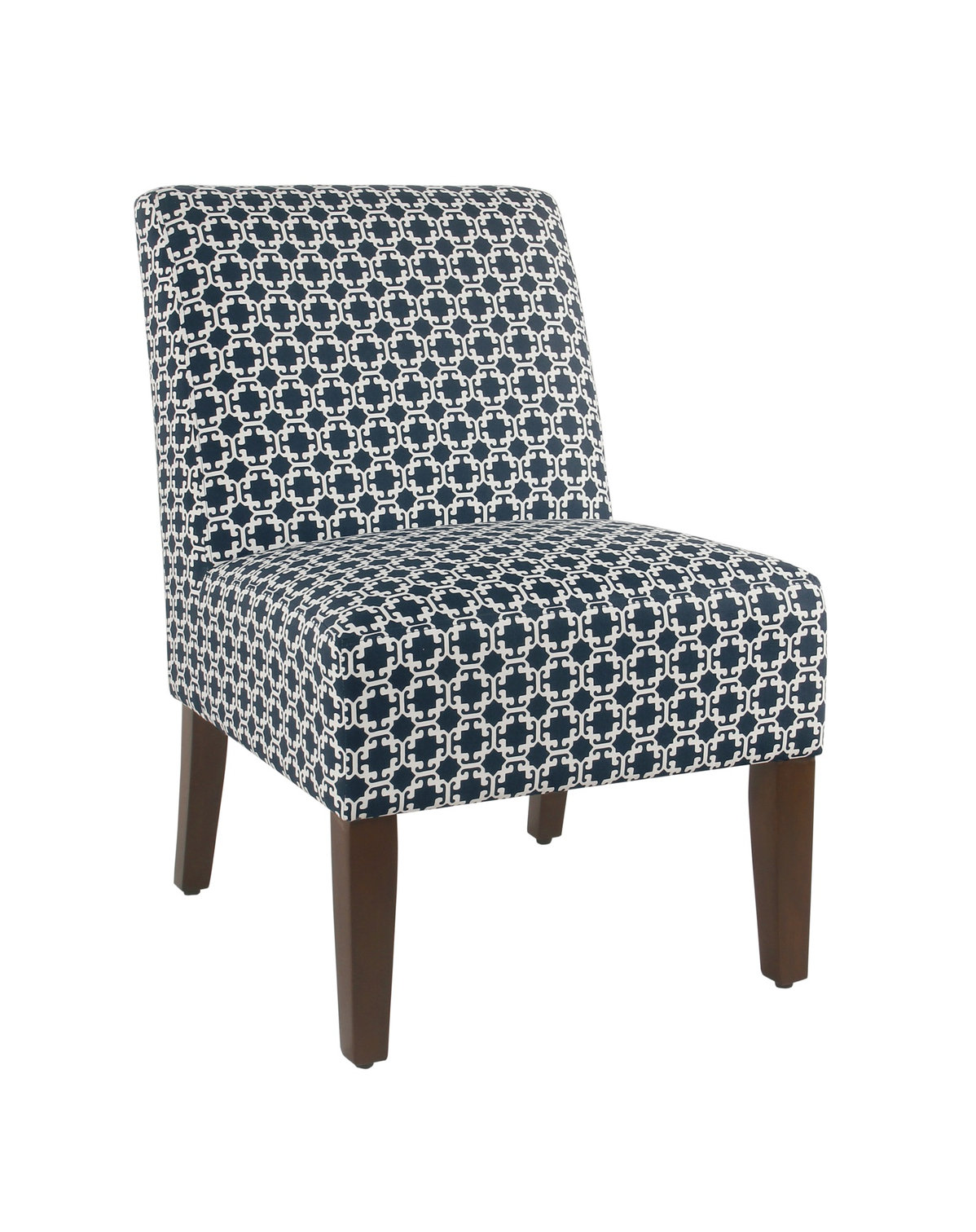 Fabric Upholstered Wooden Armless Accent Chair with Geometric Pattern ...