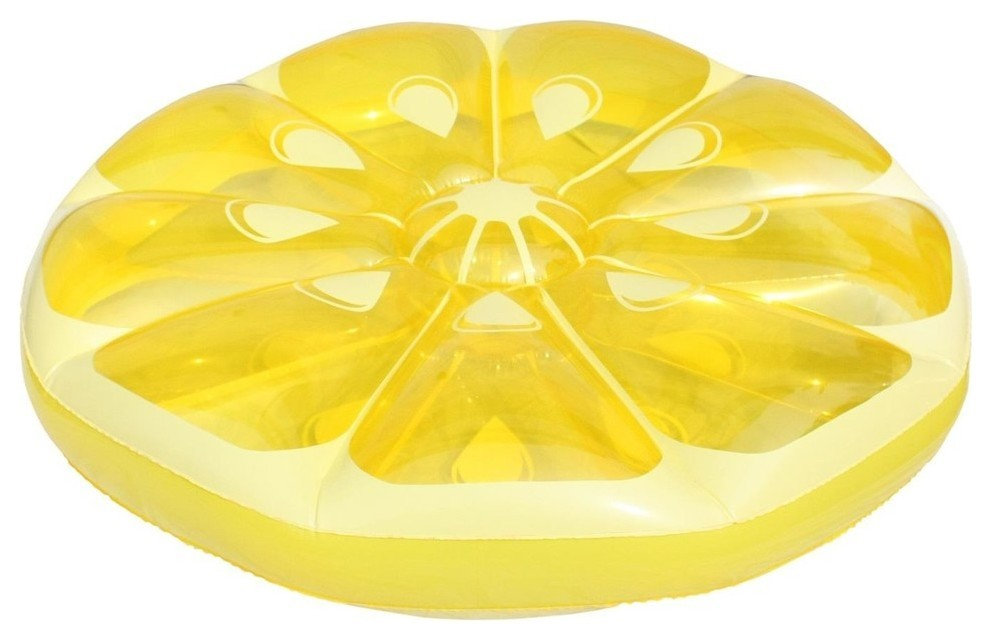 49" Inflatable Yellow Lemon Fruit Slice Swimming Pool Island Lounger ...