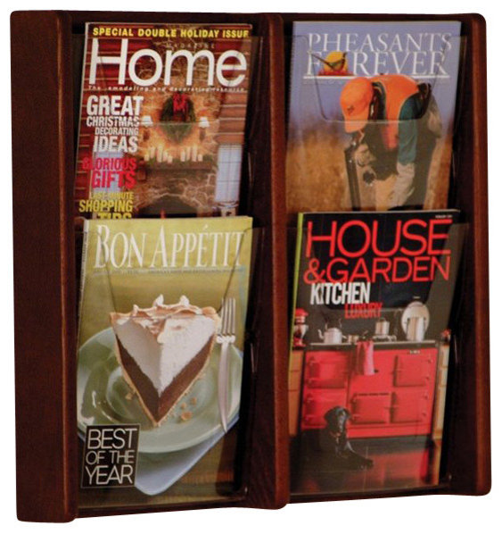 Wooden Mallet 4 Pocket Acrylic and Oak wall Display in Mahogany ...