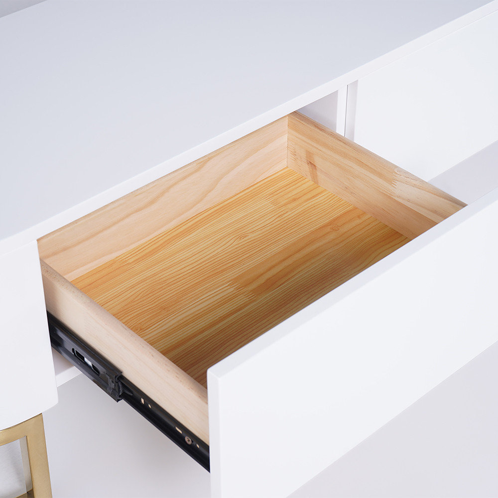 Modern Extending TV Stand with Storage Oval White & Natural Media ...