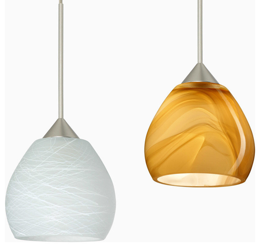 Tay Tay 1-Light Cord Pendant With Flat Cano Satin Nickel Magma Glass ...