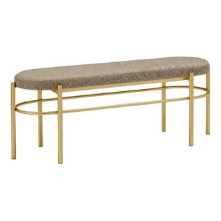 48" Metal Glam Bench with Cushion - Taupe / Gold - Contemporary ...