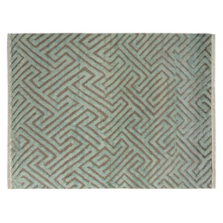 Abstract Moroccan High-Low Jerrold Gray/Green Wool Rug - 8'4'' x 10'4 ...