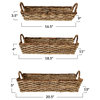 Hand-Woven Buri and Abaca Trays With Handles, Natural and Brown, Set of ...
