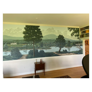Colonial Themed Murals throughout a music room/library - Victorian ...