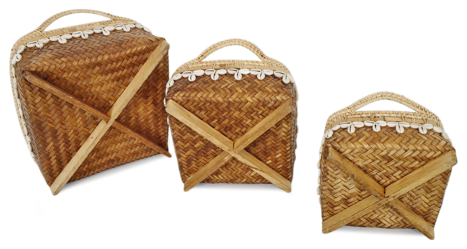 Bamboo and Cowry Basket Large - Tropical - Baskets - by Design Mix ...