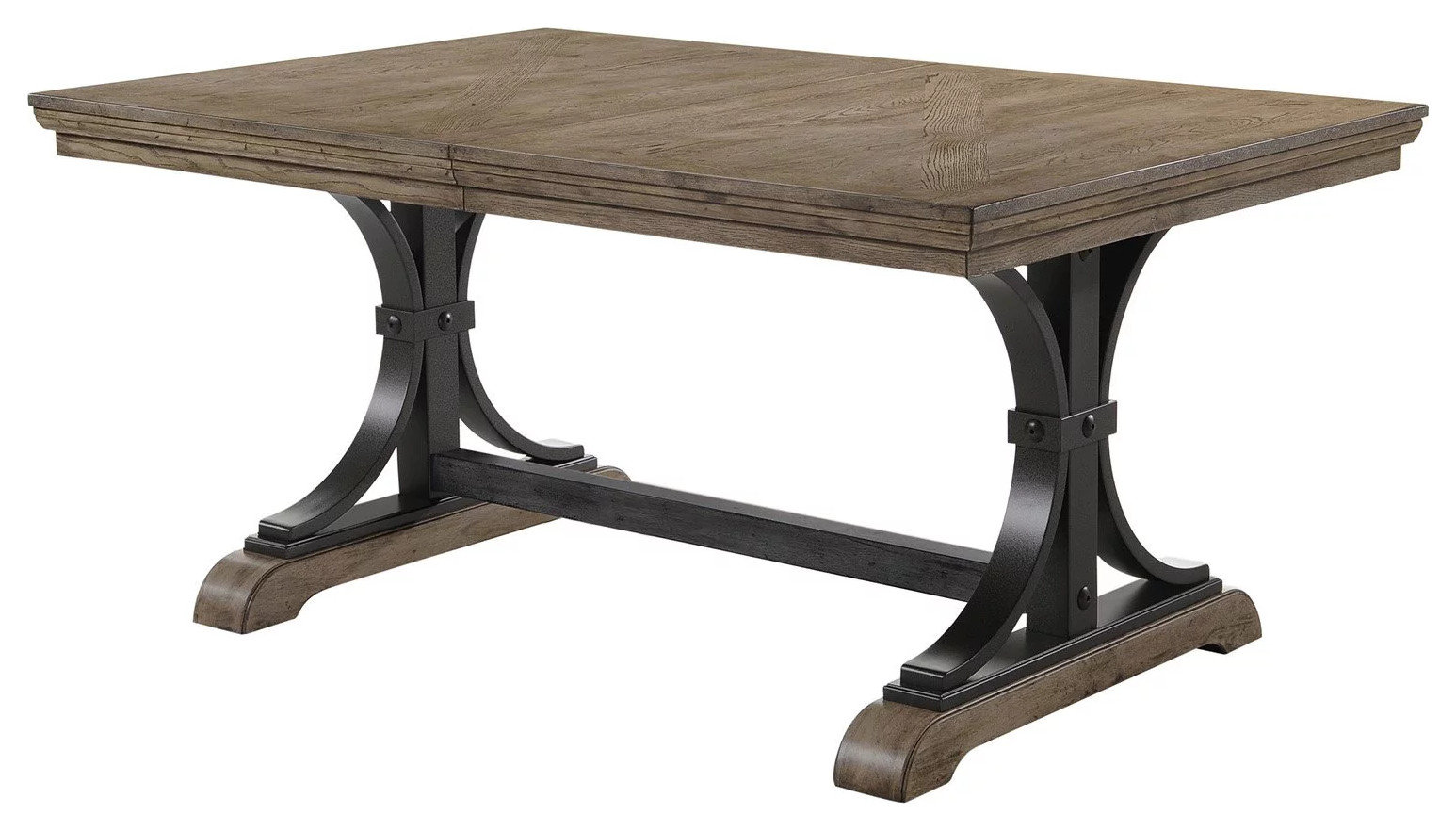 Dining Table, Trestle Base With Wooden Top & Butterfly Extension Leaf ...