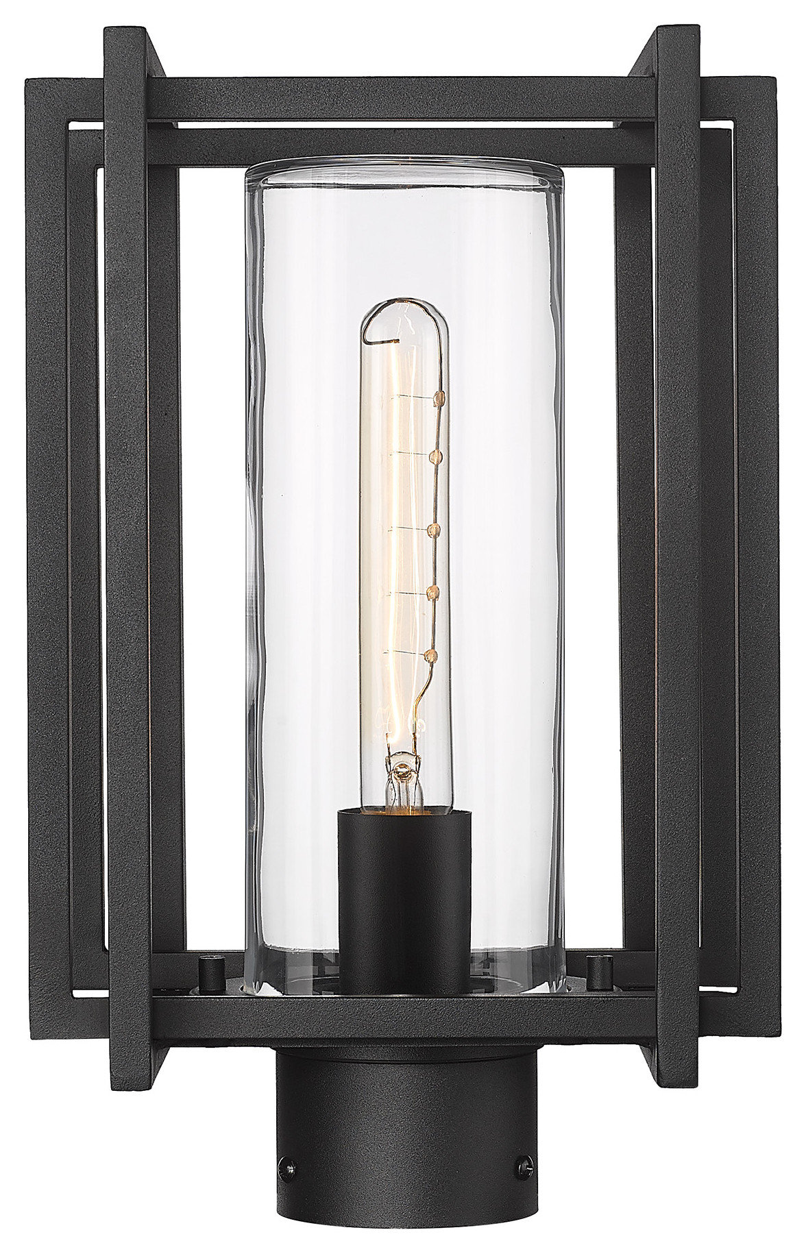 Golden Lighting Tribeca Post Mount Outdoor, Natural Black With Clear ...