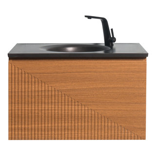Simon Wall Mount Vanity With Integrated black Sink, 30" - Modern ...