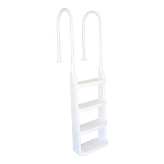White Deck Entry Ladder. Aluminum Handrails, Solid Molded Ladder Body ...