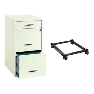 2 Piece Drawer File Cabinet and Mobile Adjustable File Caddy Set ...