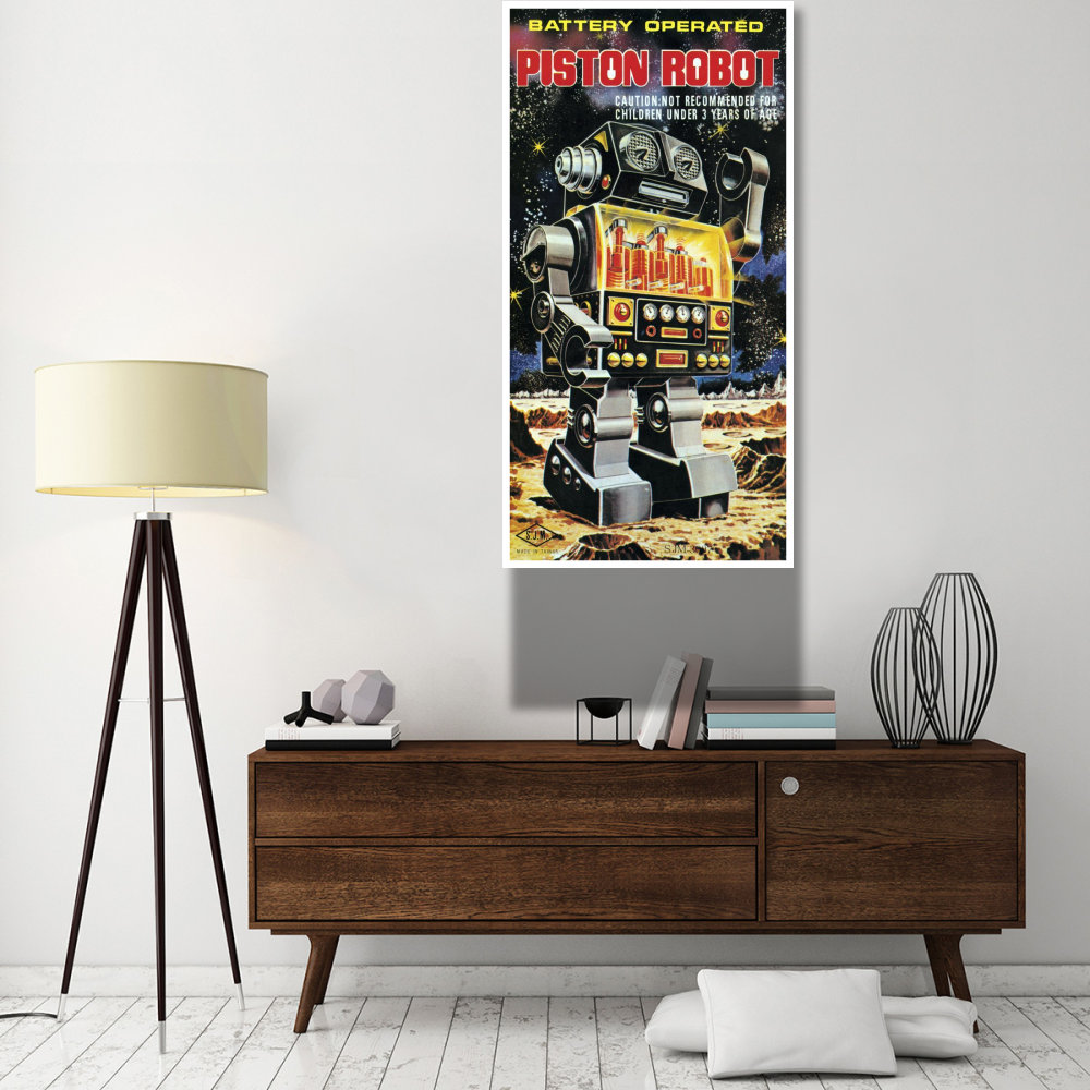 "Battery Operated Piston Robot" Digital Paper Print by Retrobot, 14"x32 ...
