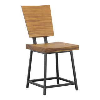 Smoothed Dining Chair, Natural, Black Base, 16x16x33"h - Industrial ...