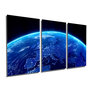 Blue Earth From Space, Metal Print Wall Art, 3 Panel Split, Triptych ...