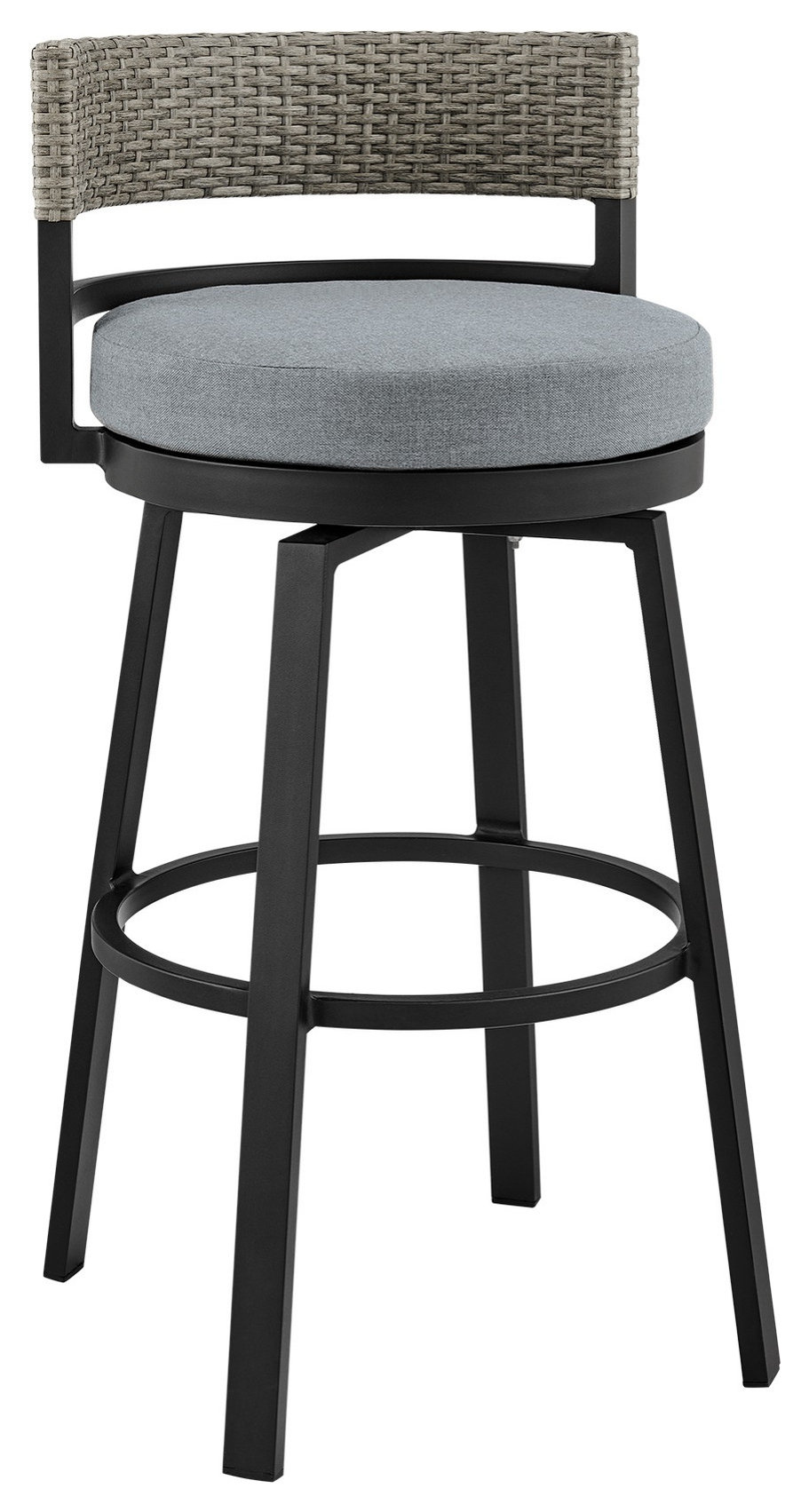 Encinitas Outdoor Patio Swivel Bar Stool, Aluminum and Wicker ...