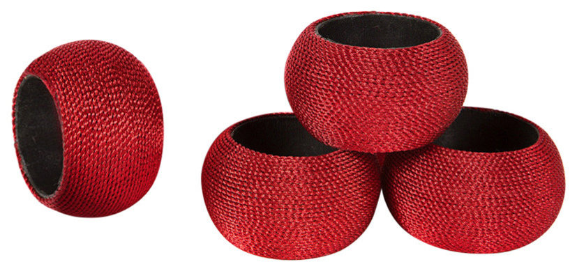 Cord Wrapped Plastic Napkin Rings, Set of 4 - Traditional - Napkin ...