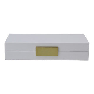 Addison Ross Lacquered Jewelry Box, White/Gold - Contemporary - Jewelry ...