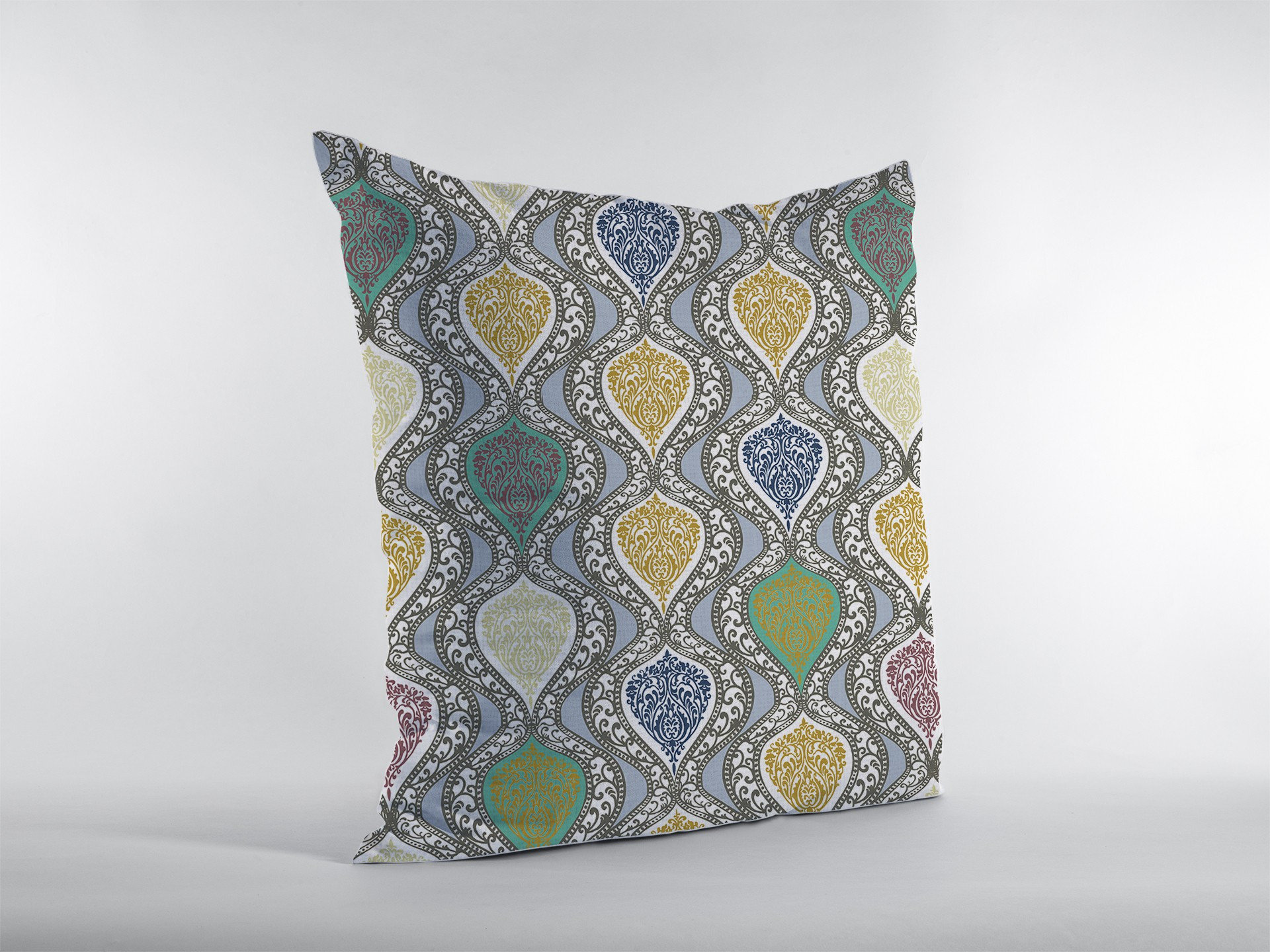 16 Gray Gold Ogee Indoor Outdoor Throw Pillow - Mediterranean - Outdoor ...