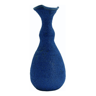 Contemporary Artist Handmade Freelance Blue Rustic Ceramic Odd Shape ...