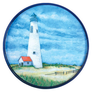 Lighthouse Round Tray, 18" - Beach Style - Serving Trays - by ...