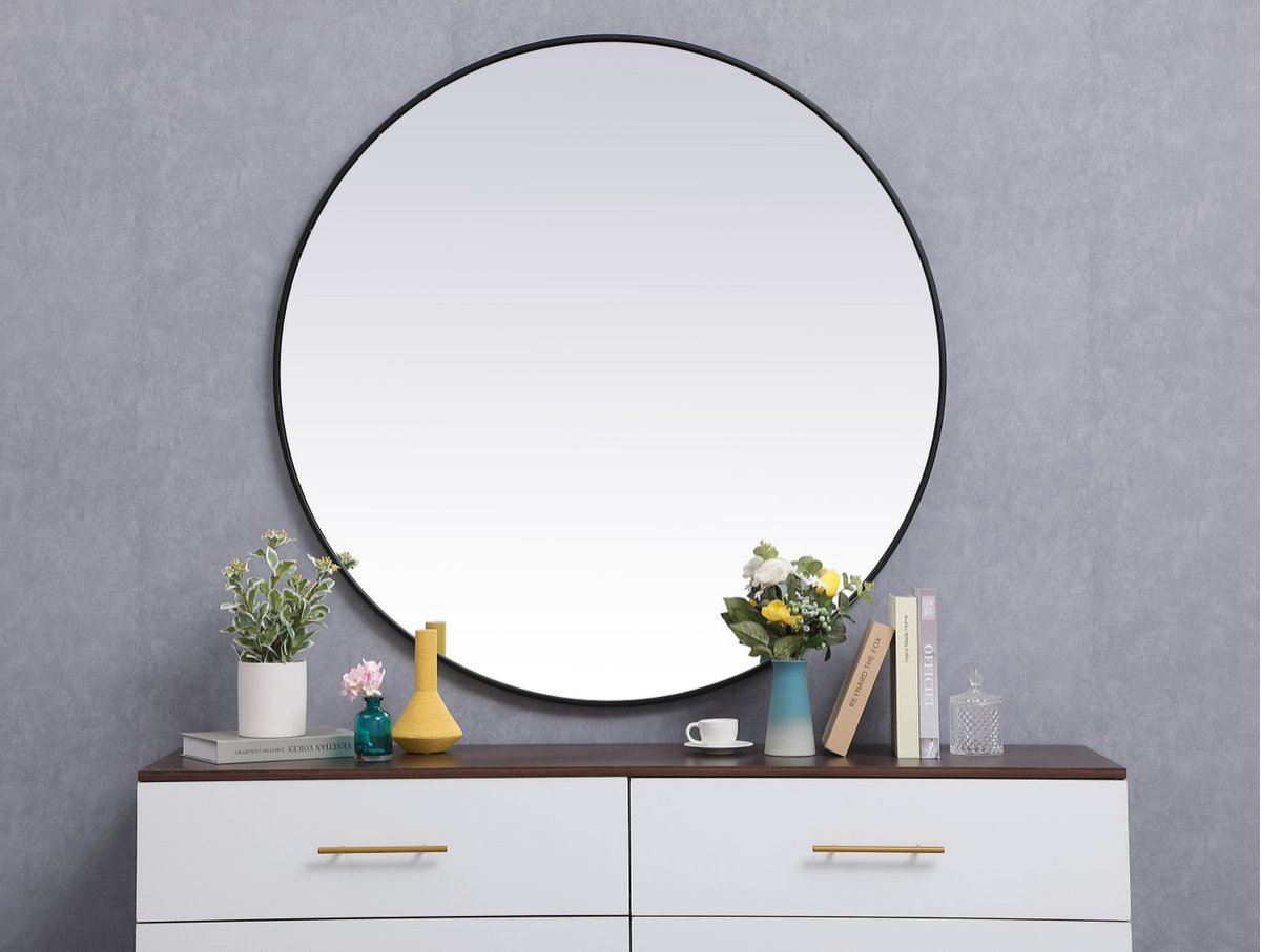 Home Living Metal Frame Round Mirror 45", 45" - Contemporary - Wall ...