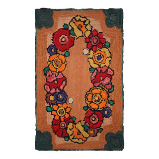 Handmade Vintage American Hooked Rug 2'x3', 61cmx91cm 1940s ...