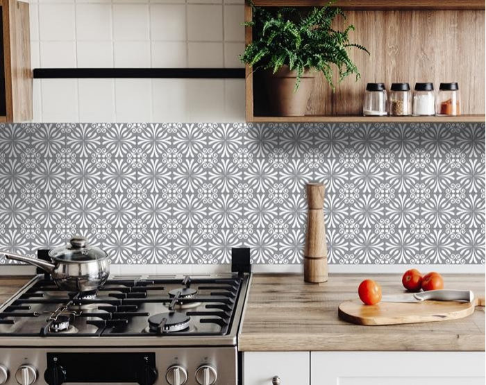 5" X 5" Gray And White Spire Peel And Stick Removable Tiles ...