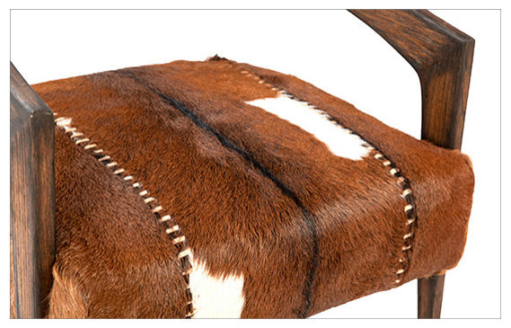 Brown Liara Goat Hide and Wood Accent Chair, Set of 2 - Midcentury ...