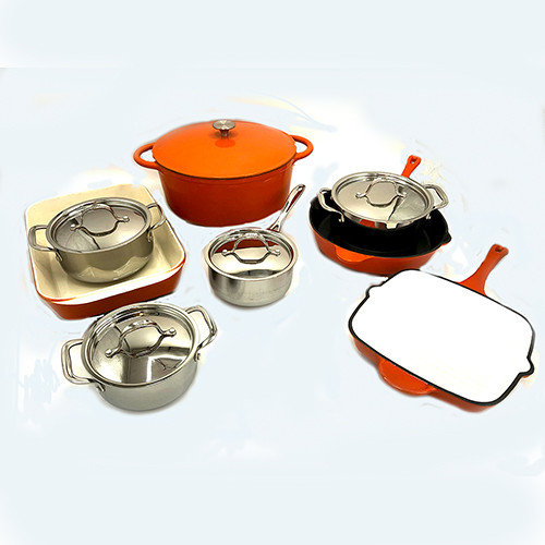 Le Chef 13-Piece Enameled Cast Iron Cookware Set (Multi-colored, OR ...