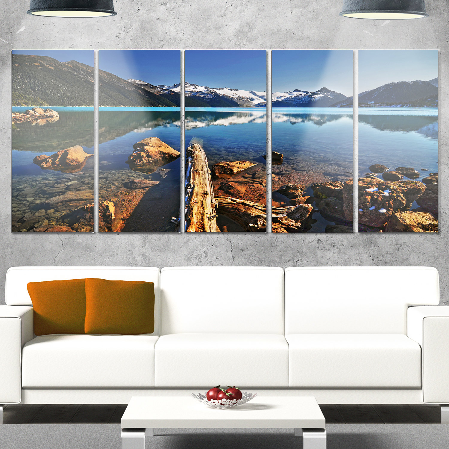 "Large Logs in Mountain Lake" Metal Wall Art, 60"x28" - Contemporary ...