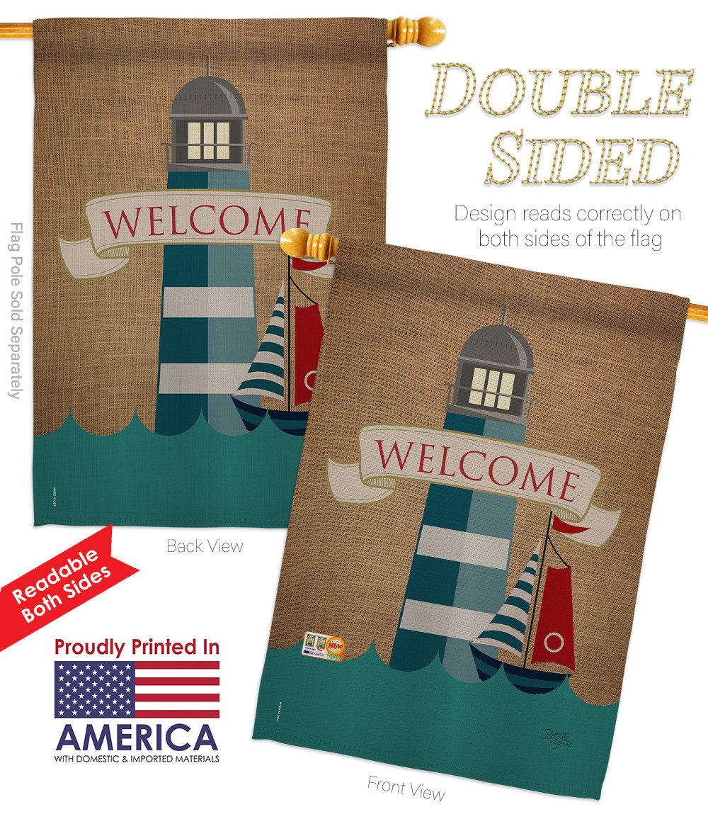 Lighthouse and Sailboat Coastal Nautical House Flag Set, 28" X 40" X 0. ...