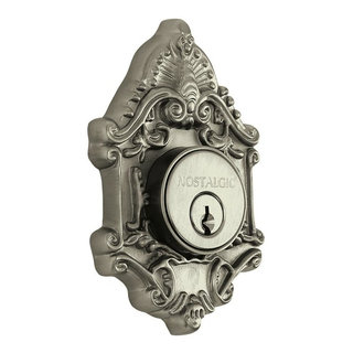 Victorian Plate Double Cylinder Deadbolt Victorian Knob, Satin Nickel ...