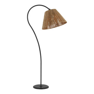 Dume Large Arched Floor Lamp With Natural Abaca Shade - Beach Style ...