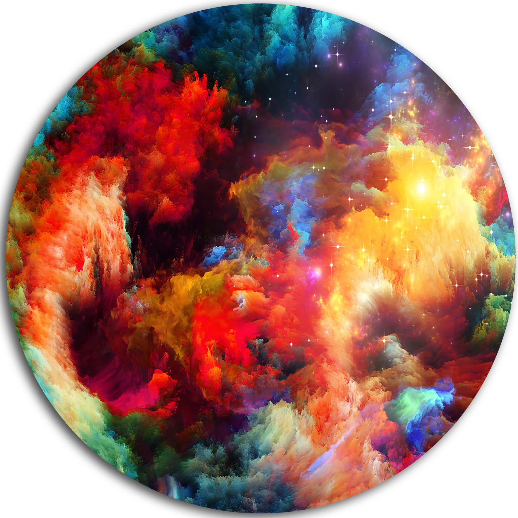 Fractal Paint Fusion, Contemporary Art Round Wall Art, Disc of 23 inch ...