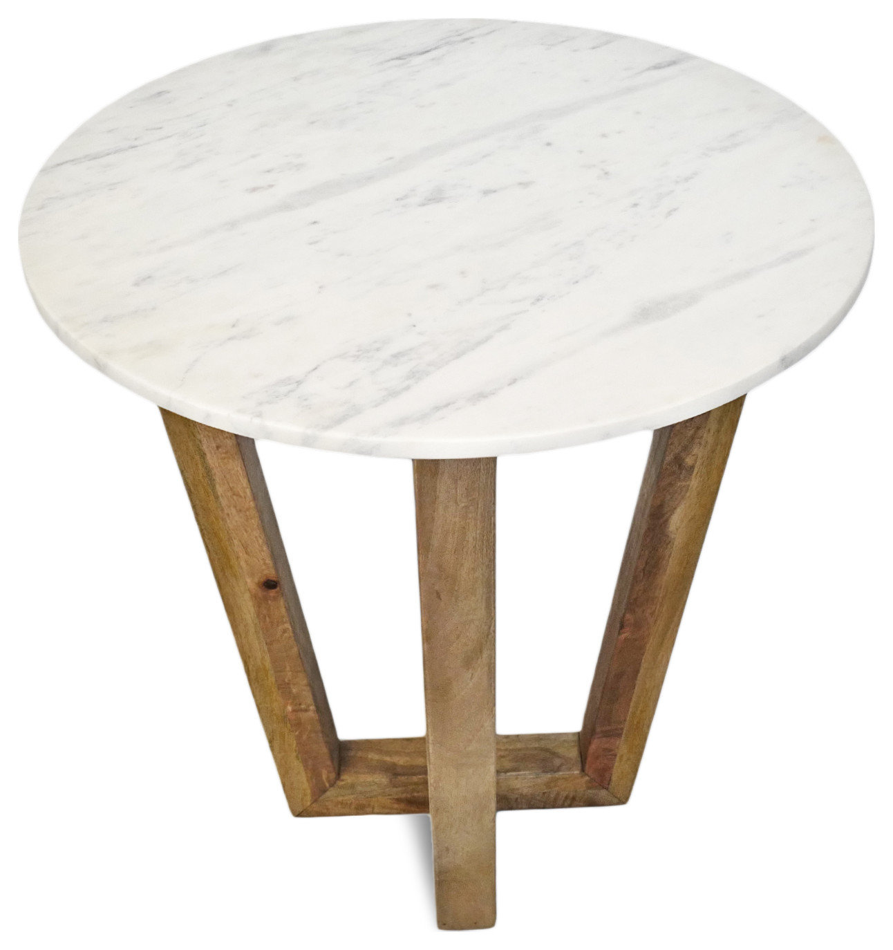 White Marble and Mango Wood Side Table - Transitional - Side Tables And ...