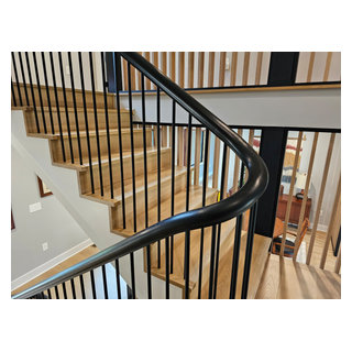 115_Stunning Continuous Rail System on 3 Story Floating Stairs ...