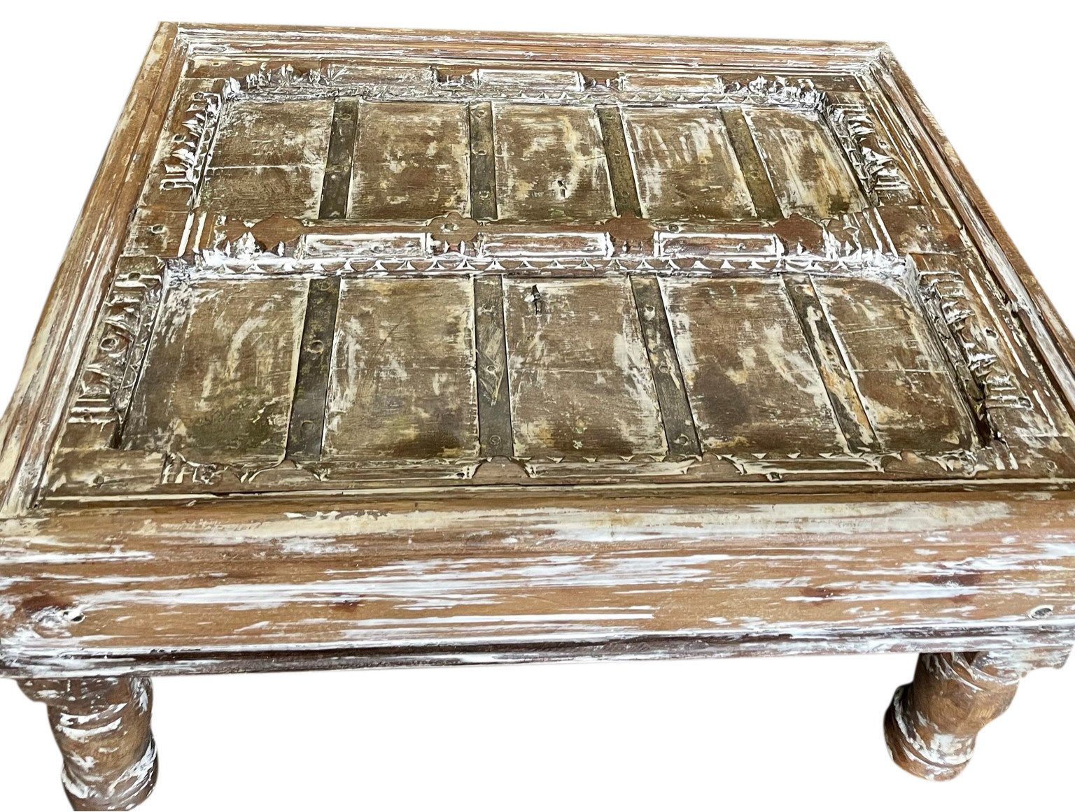 Consigned Vintage Coffee Table Rustic Modern Whitewash Chai Tables ...