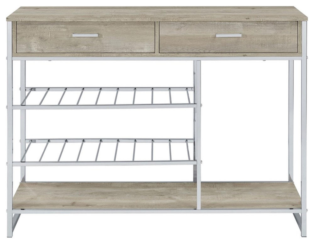 Pemberly Row 2-drawer Contemporary Metal Bar Cabinet Chrome and Gray ...