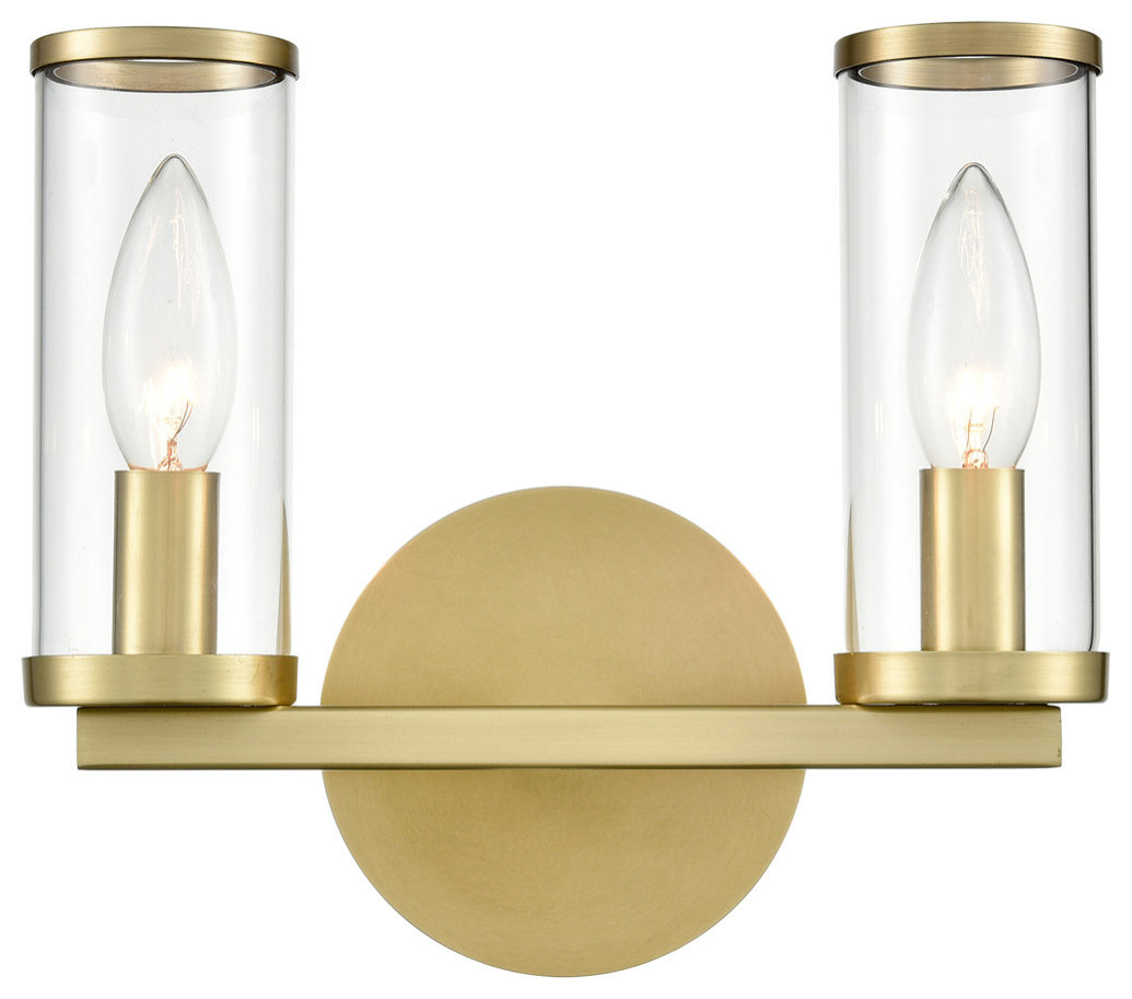Revolve Wall/Vanity Light Fixture, Natural Brass/Clear Glass, 10.4"Wx8 ...