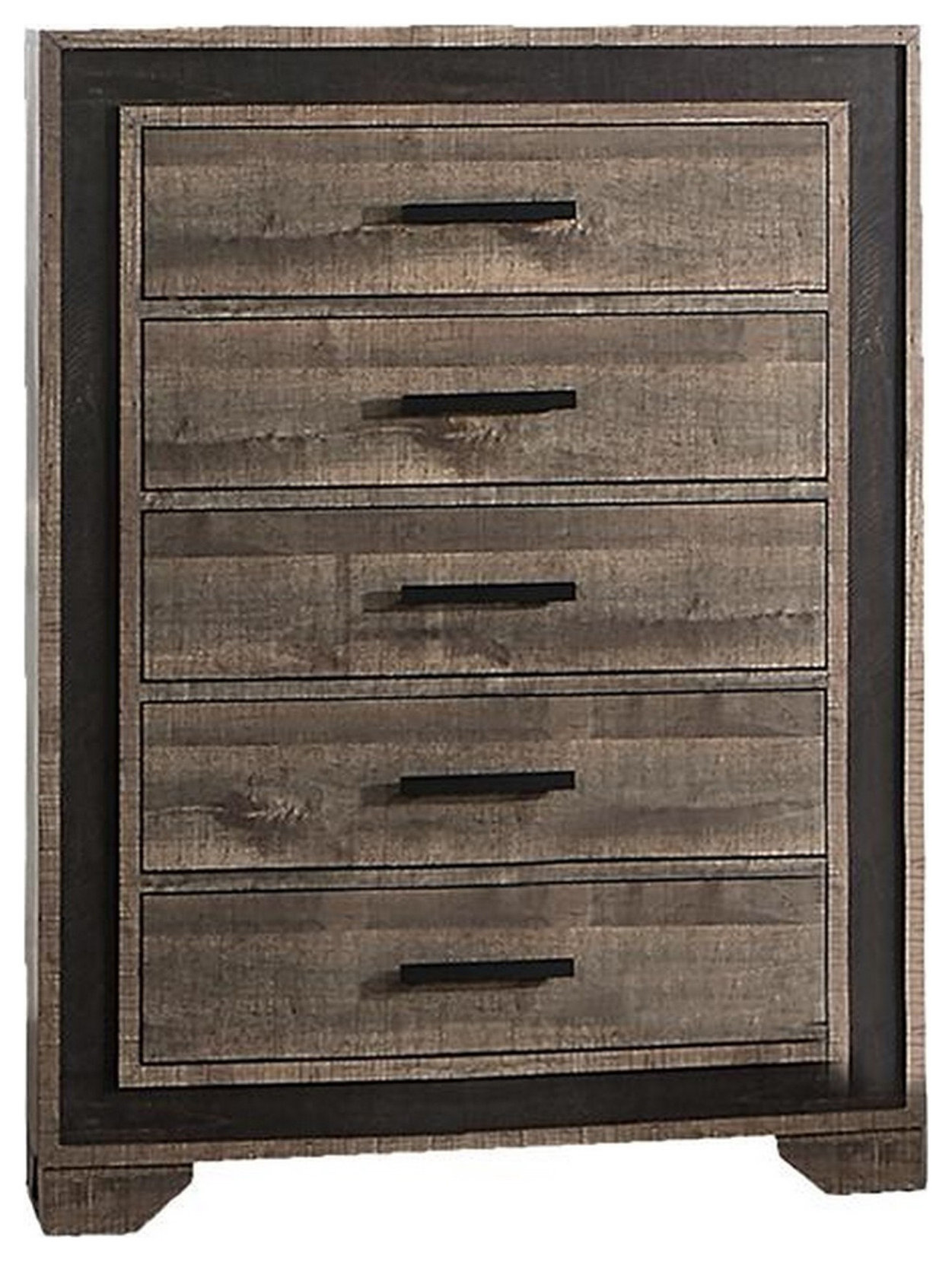 Nny 45 Inch Tall Dresser Chest with 5 Drawers, Black Handles, Brown ...