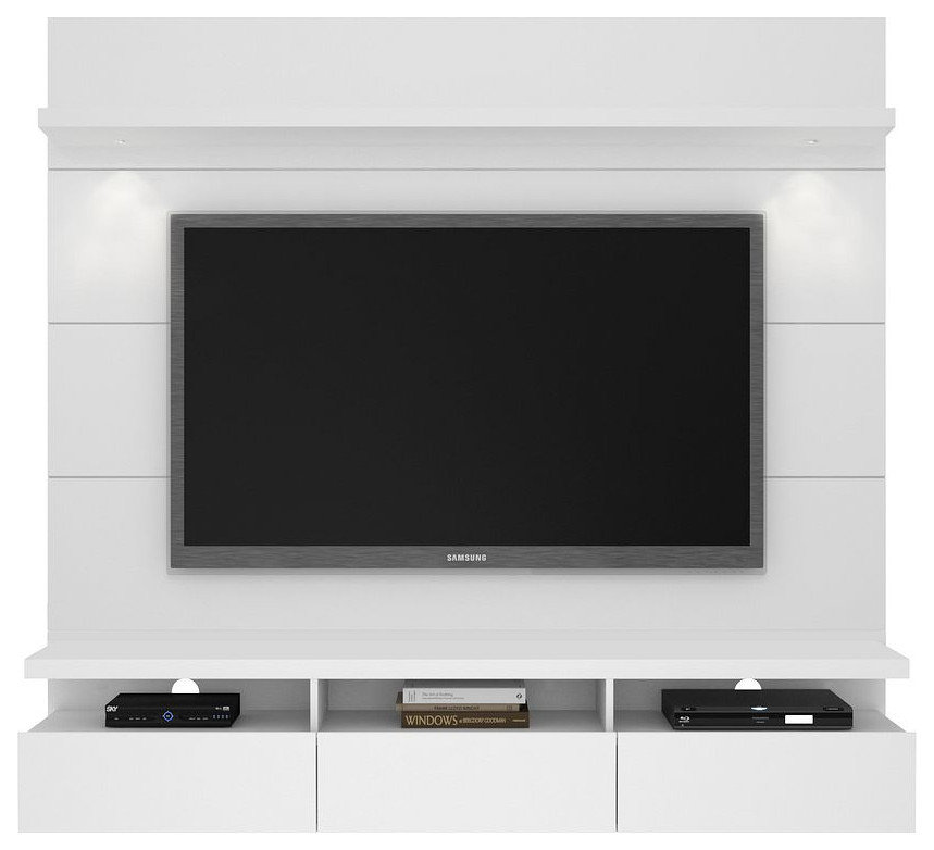 Cabrini 1.8 Floating Wall Theater Entertainment Center in White Gloss ...