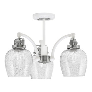 Easton 3 Light Semi-Flush In White & Brushed Nickel Finish, 6" Smoke ...